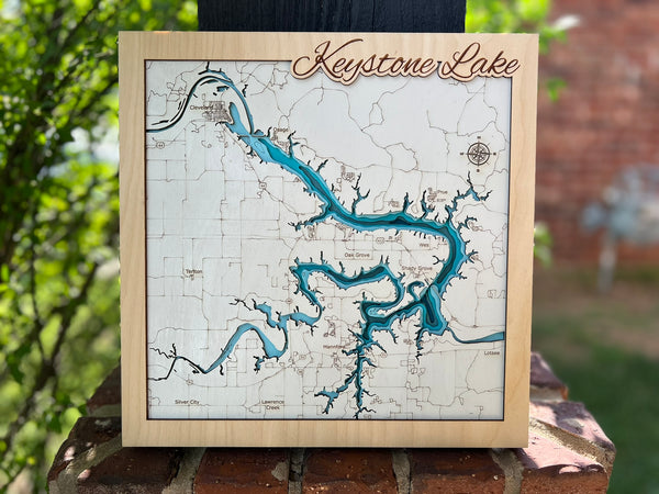 Multi-layered Map of Keystone Lake – Etched Custom Design Studio
